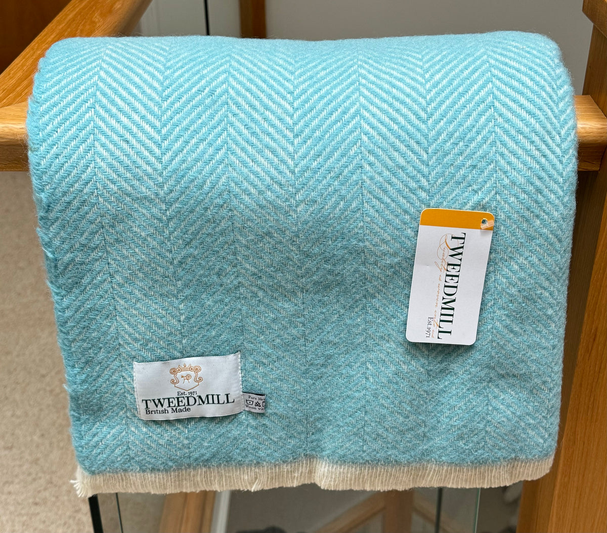 Recycled Wool throw - Turquoise blue – Velvet & Cream